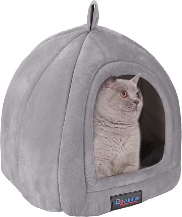 Lit chat grotte pour chat avec protection contre le froid, avec coussin ...