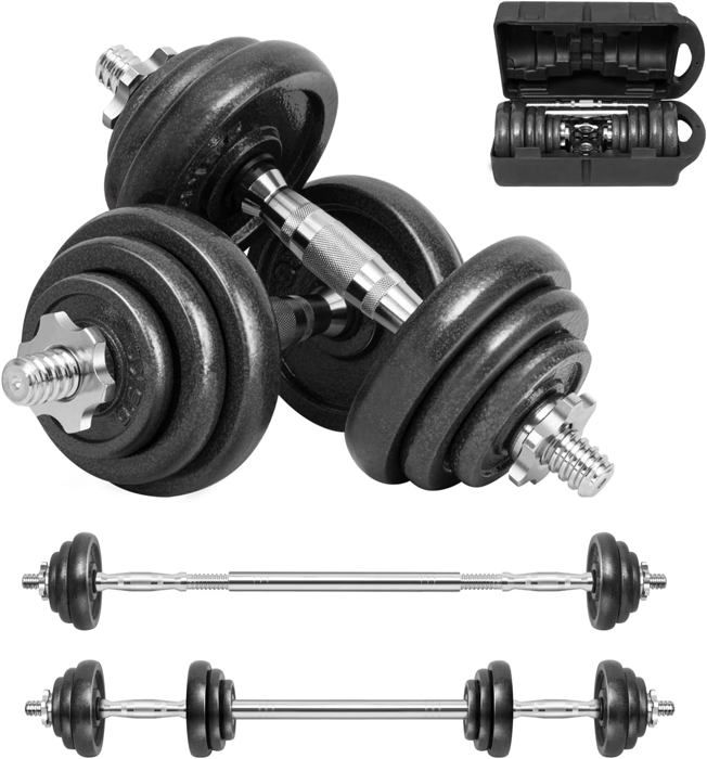 Kit Haltères Musculation,20Kg Halteres Fonte Réglables,Avec Barre D ...