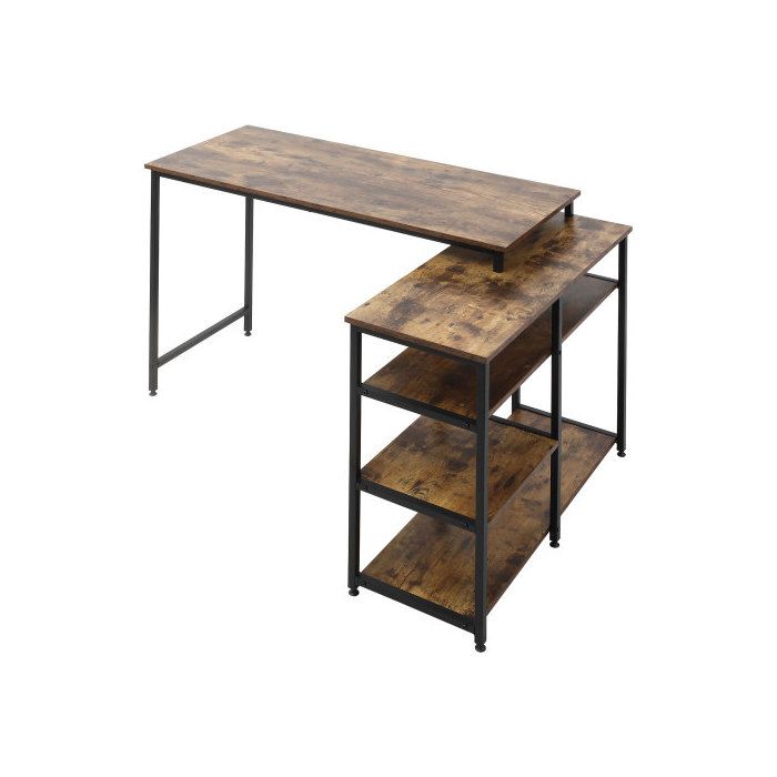 Bureau dangle table PC en L avec tagre et tiroir 135x90x79cm black SET ...