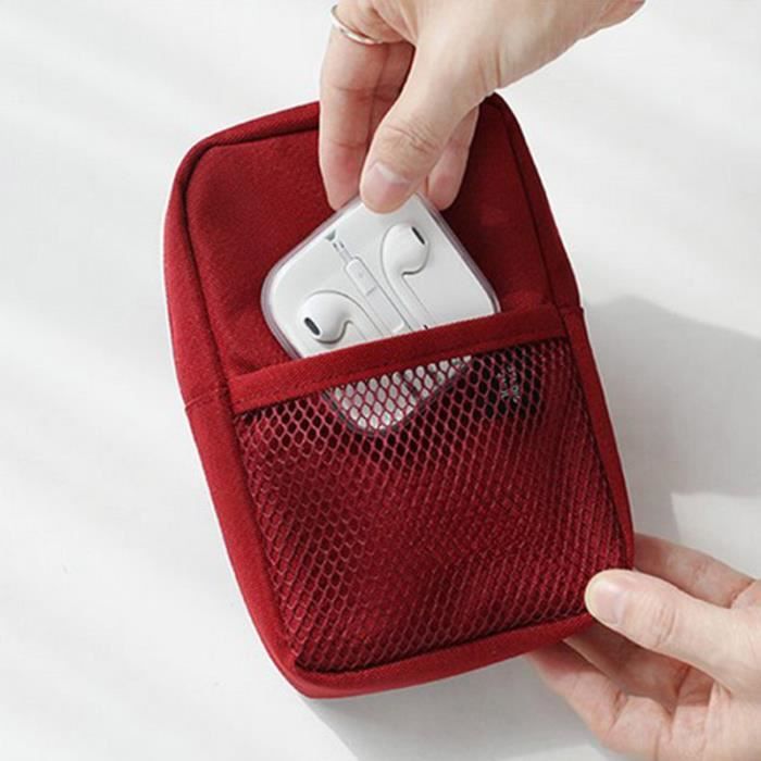 Rouge-Sacoche portable pour gadget de voyage, sac de câble numérique ...