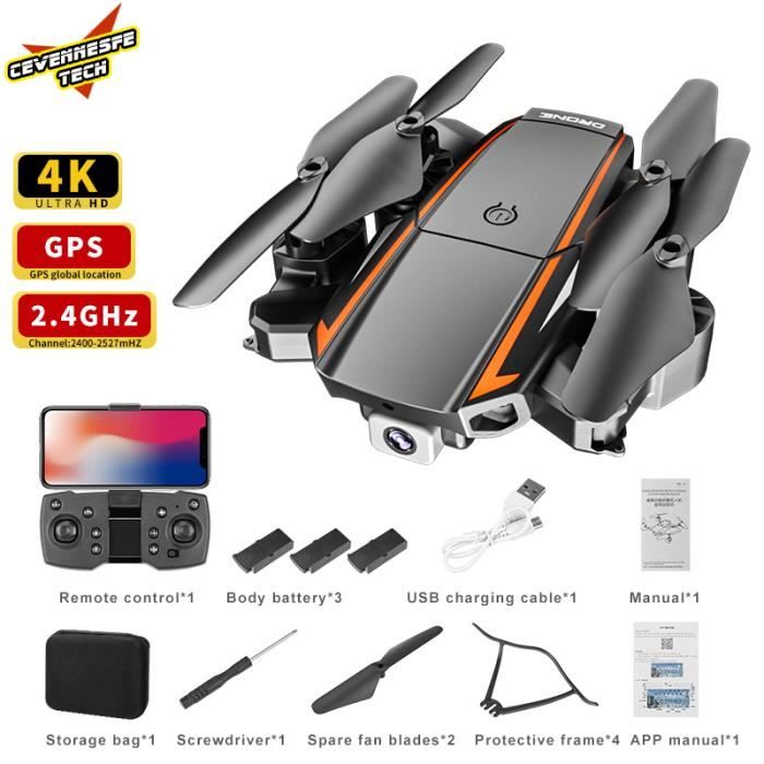 Double caméra 4K 3B - MINI Drone GPS GD63, Caméra HD 8K, FPV, 360 ...