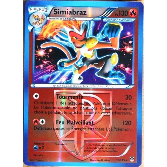 Carte Pokémon 17-135 Simiabraz 130 PV REVERSE SUPER RARE Tempête Plasma ...