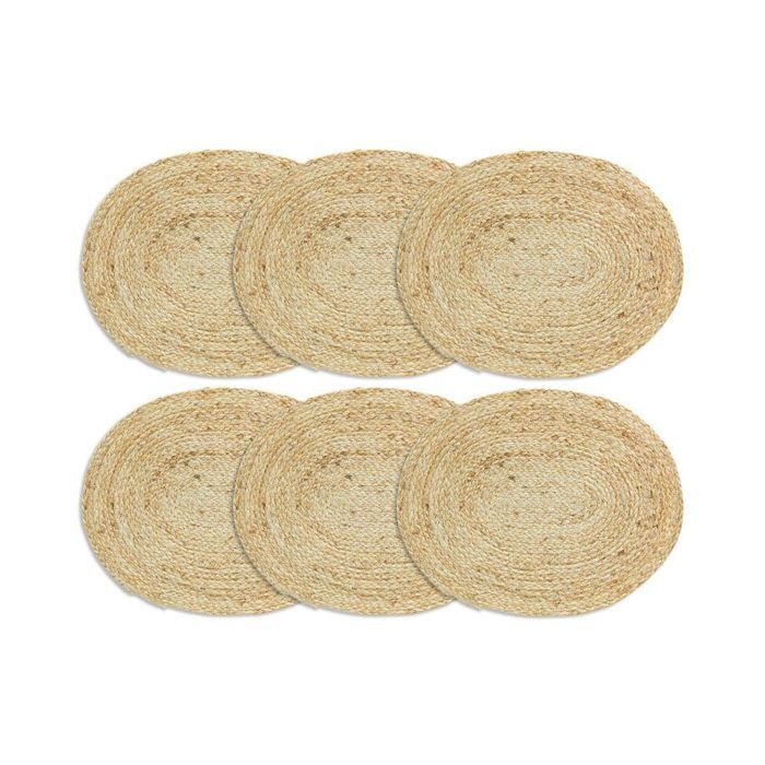 Set de table - AUBRY GASPARD - Lot de 6 - Jute naturel - Ovale - 45 x ...