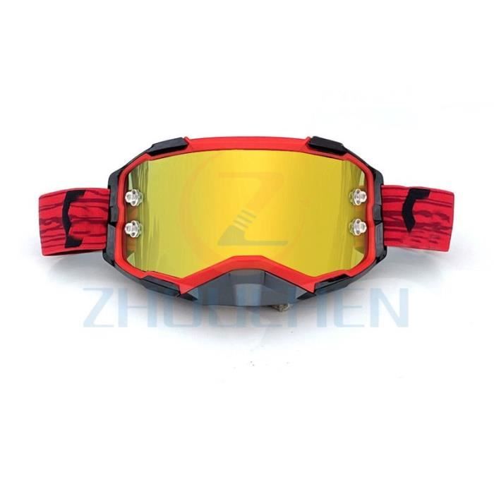 (Red Lens-4) Motos Goggles Casque de motocross verres à vélo de course ...