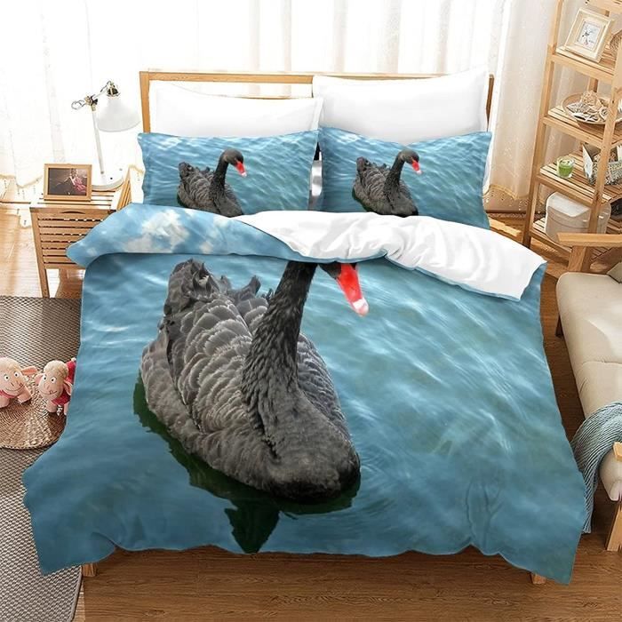 Housse de Couette Cygne Noir Cygne imprimé Housse de Couette thème ...