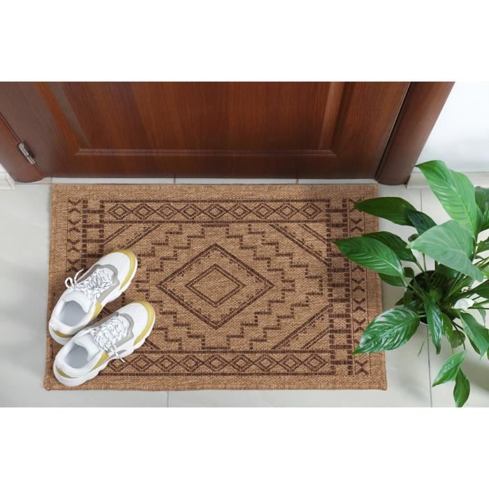 Tapis intérieur extérieur effet jute naturel uni - NAZAR RUGS - 80x50 ...