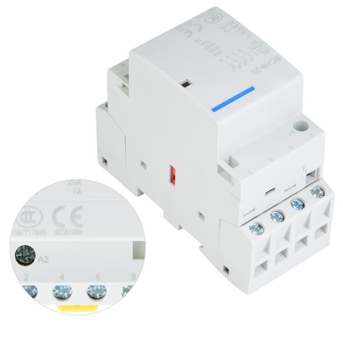 Contacteur AC domestique sur rail DIN Contacteur AC domestique 4P 20A 2NO 2NC Montage sur rail ...