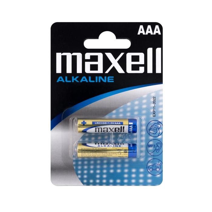 Piles alcalines, Micro AAA, blister de 2 1,5 Volt, type: LR03 maxell ...