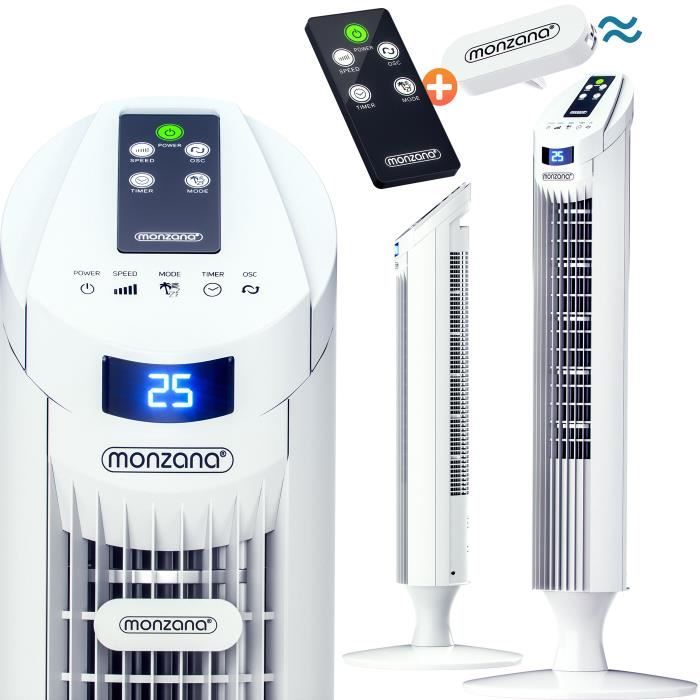 Monzana® Ventilateur colonne oscillant blanc 84cm fonction turbo ...