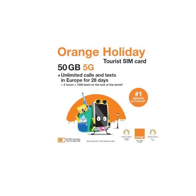 CARTE SIM ORANGE HOLIDAY TOURISM 50GO / 5G - Cdiscount Téléphonie