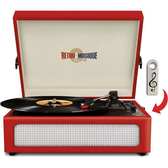 Lecteur De Disque Vinyle Portable Bluetooth Avec Radio Fm Et Haut ...