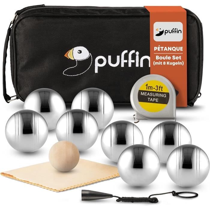 Kit de boules Puffin - Petanque - Jeu de boules avec 8 boules en métal ...