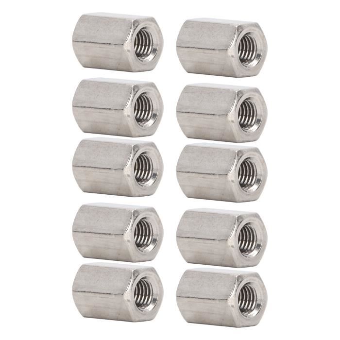 BOY Jeu d'écrous d'accouplement hexagonaux 10 pièces écrous d'accouplement hexagonaux 304 acier ...