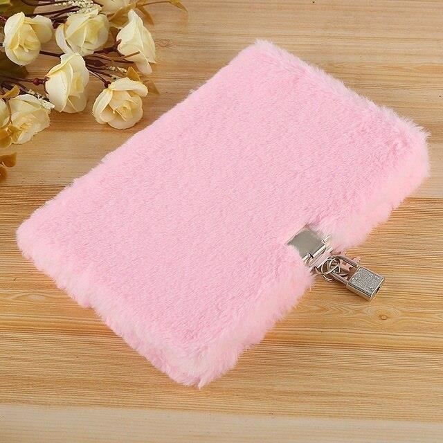 CAHIER,Rose-A5--Cahier de journal intime A5 en peluche pour étudiant ...