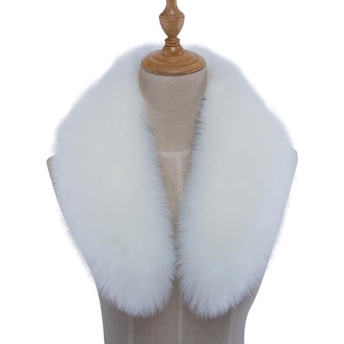 Écharpe Avec Col En Fausse Fourrure - Femmes Hiver Col Amovible - Blanc ...