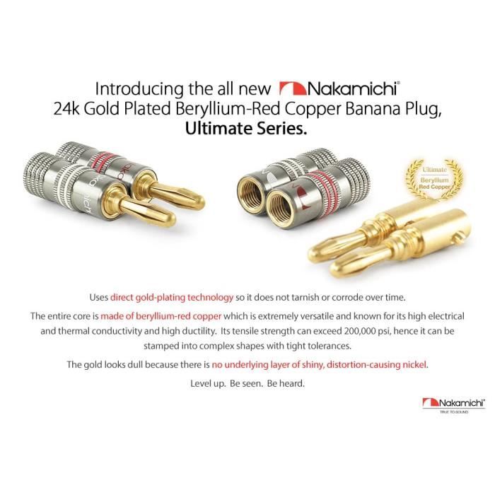 Fiches Bananes Nakamichi Série Ultime 24K Cuivre Rouge Béryllium Plaqué ...