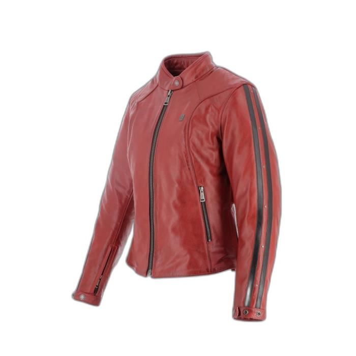 Blouson cuir moto femme Helstons Victoria - rouge - 2XL - Cdiscount Auto