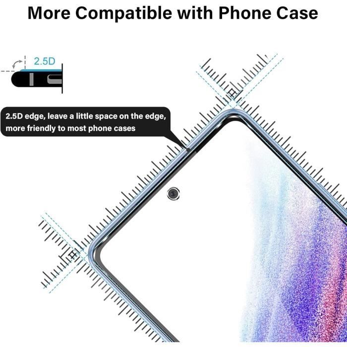 Lot De 2 Verre Trempé Pour Samsung Galaxy A53 5G-A52-A52S 5G Protection Écran Hd Transparent ...
