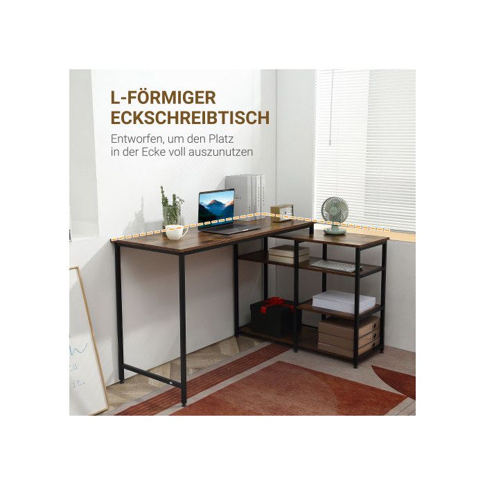 Bureau dangle table PC en L avec tagre et tiroir 135x90x79cm black SET ...