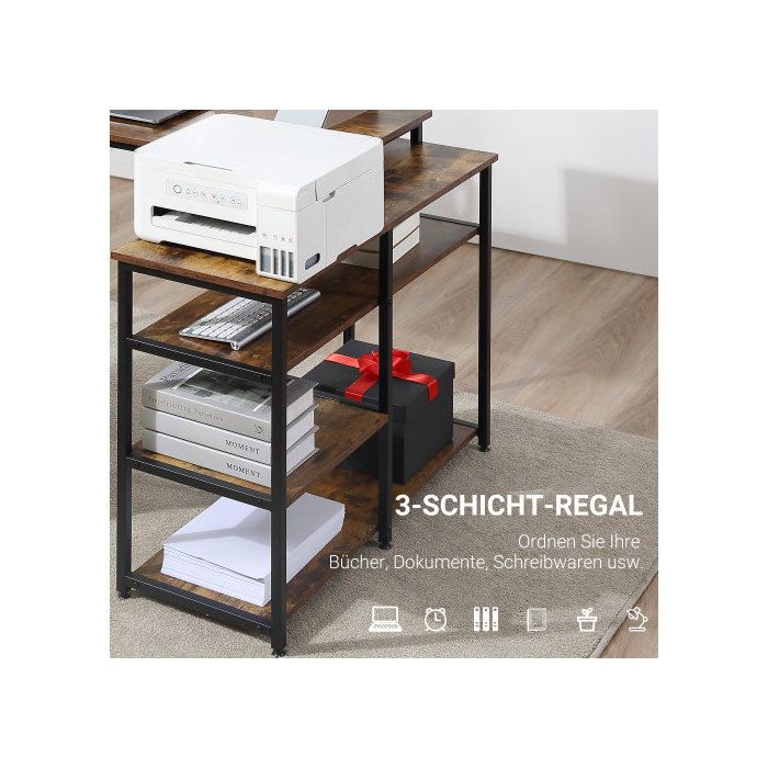 Bureau dangle table PC en L avec tagre et tiroir 135x90x79cm black SET ...