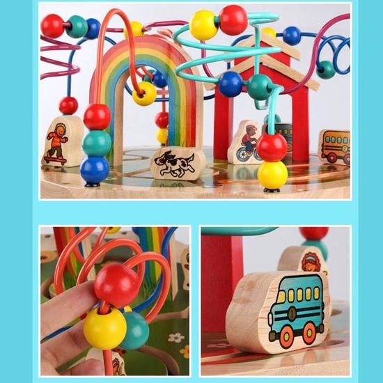 Jouet de labyrinthe de perles d'enfants Jouet de labyrinthe de perles en bois multi-faces ...