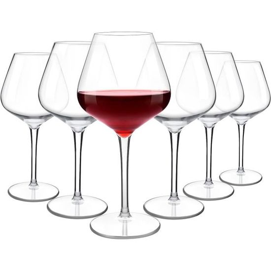 Lot de 6 grands verres à vin rouge incassables 530 ml en plastique ...