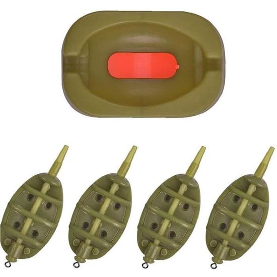 Pêche Feeders Inline plat Pêche à la carpe Méthode plomb avec 5PCS Mold Bait Quick Release ...