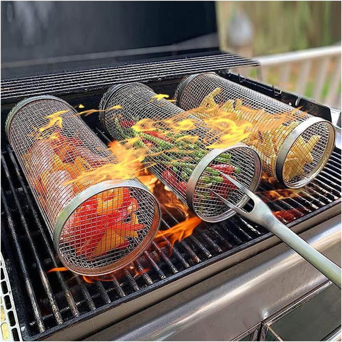 Panier De Barbecue En Acier Inoxydable Panier Gril Roulant Accessoires ...