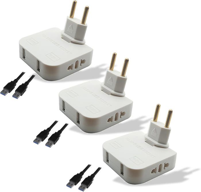Prise Extra Plate Avec Tête Rotative À 180°-2 Ports De Charge Usb Et 2 ...