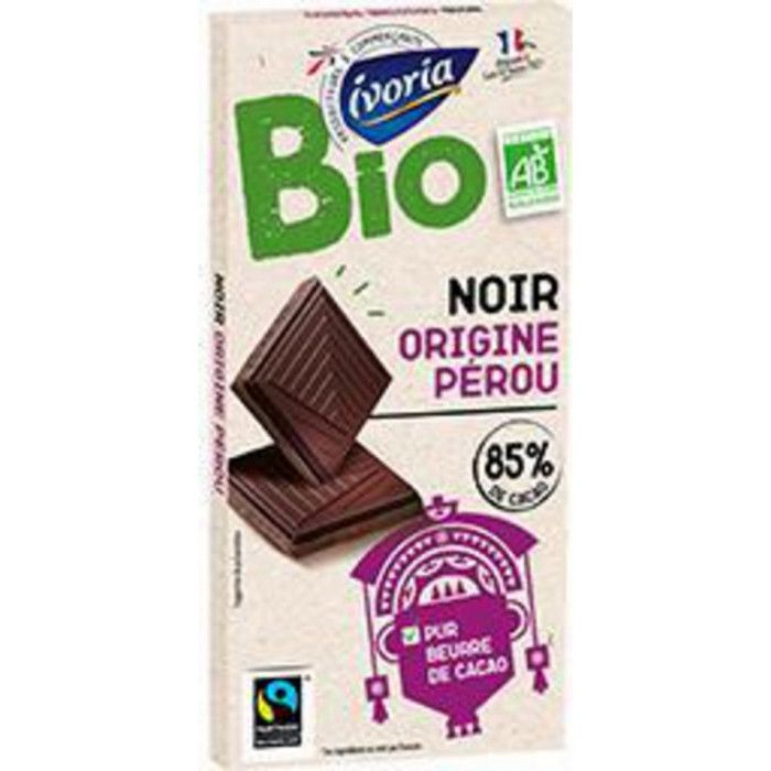 Bio Ivoria Chocolat noir Origine Pérou 85% BIO la tablette de 100g ...