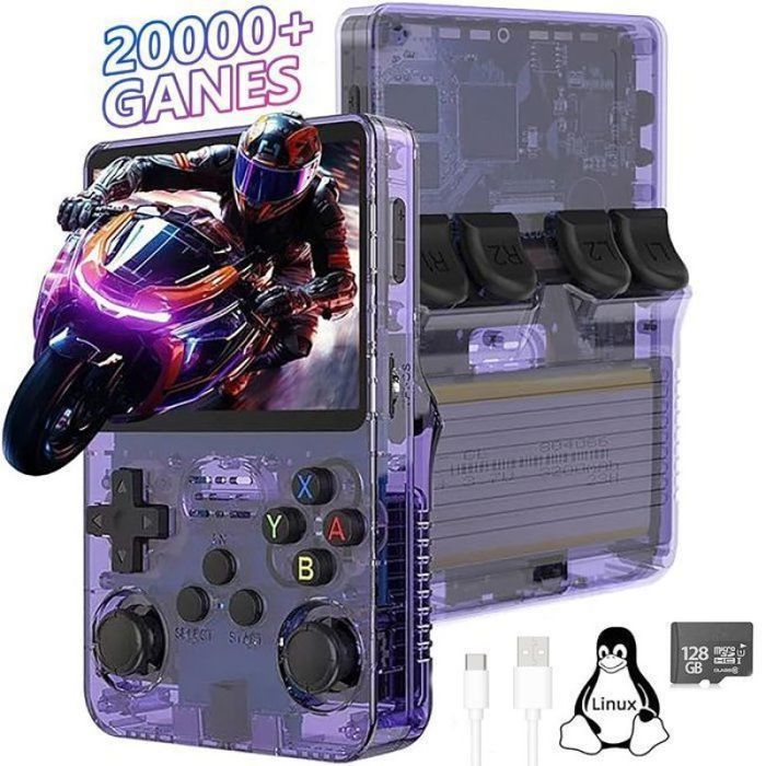 Console Portable R36S, Jeux Vidéo Rétro, Écran IPS 3.5 pouces, 20 000 ...