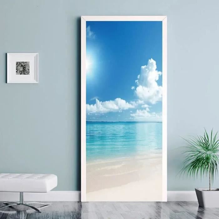 Papier peint,Papier peint autocollant 3D Door,bord de mer,paysage,plage ...