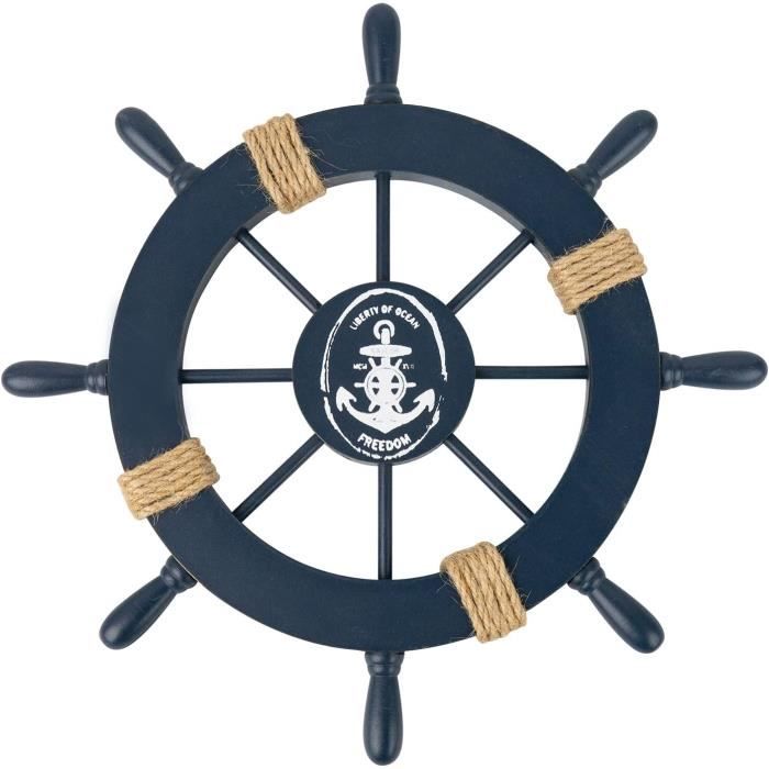 Taiyou Gouvernail Bateau Bois 28Cm Ornement Roue Navire Style Méditerranéen Volant Bateau Pirate ...