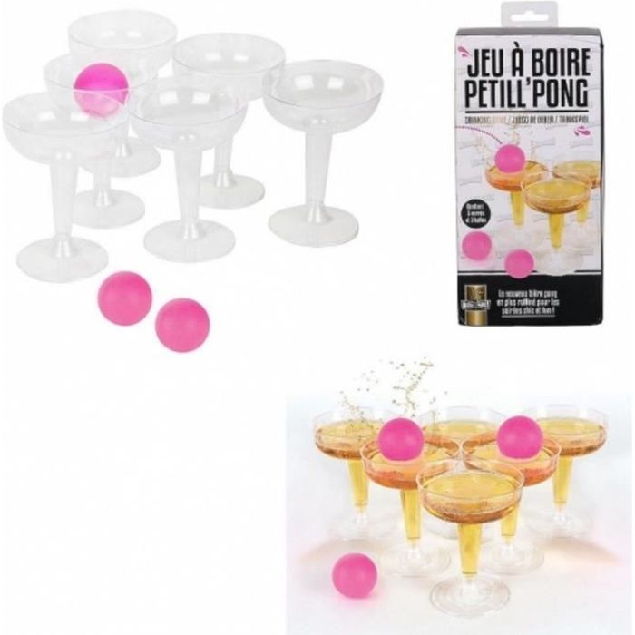 Jeu à boire pétill' pong - BG - 6 verres + 3 balles - Polypropylène ...