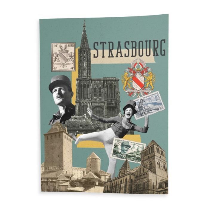 Affiche Poster Strasbourg Collage Ville France Histoire Patrimoine 61cm ...