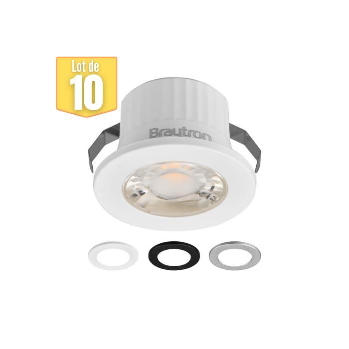 Lot de 10 mini spots LED rond 3 couleurs 3W 4000K IP54 - Cdiscount Maison