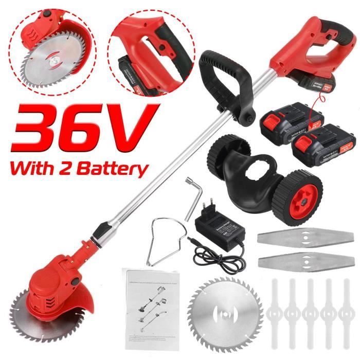 Coupe-bordure électrique ,Tondeuse à gazon électrique sans fil à Double roue, 36V, 1680W ...