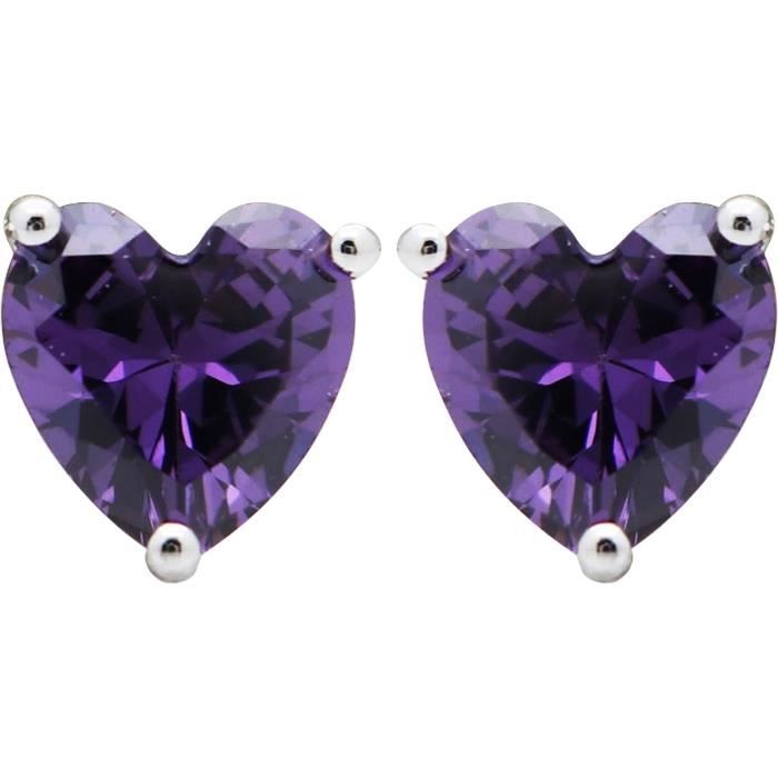 , Boucles D'Oreille Clou En Argent 925 Plaqué Or Blanc 18K Avec Pierre ...