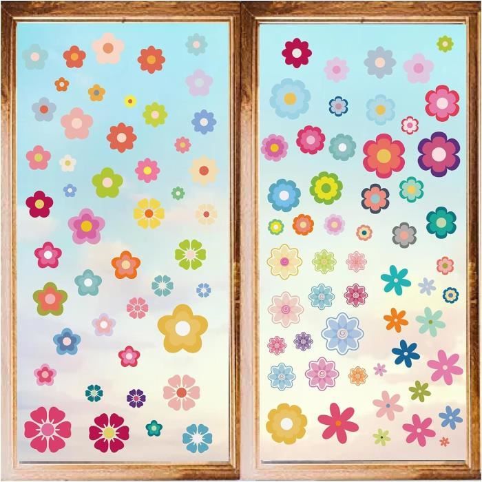 8 Styles Autocollants Muraux De Fleurs Autocollants De Fenêtre En Pvc ...