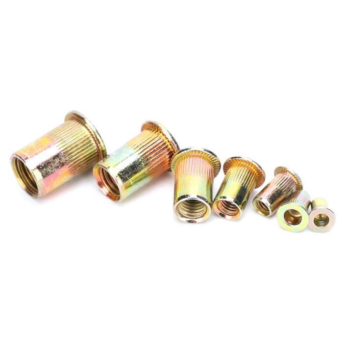 Tbest Écrou d'insert 220pcs Écrou à Rivets en Zinc Plaqué Couleur Kit d ...
