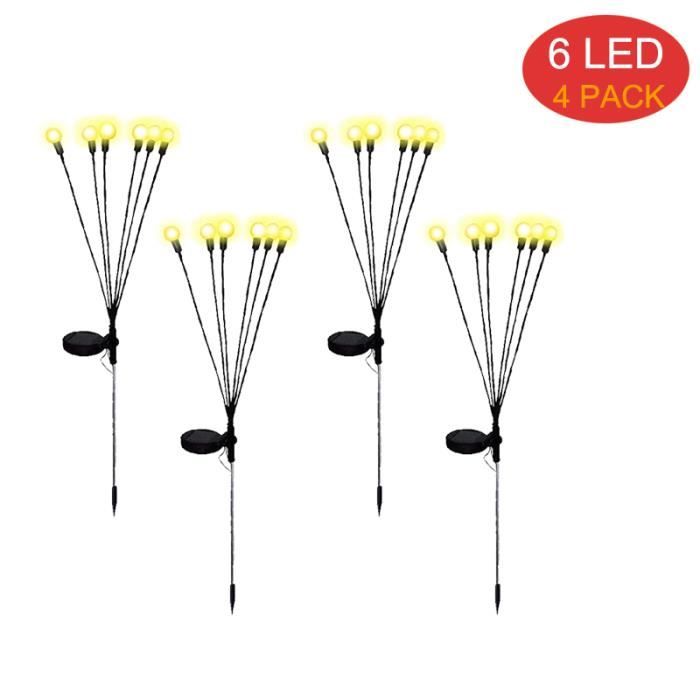 6 Led(4 Pack) Warm White Solar Firefly Lights 10LED Solar Garden Lights Outdoor Waterproof ...