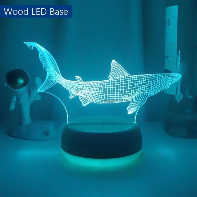 Veilleuse,Wood LED-7 Color No Remote--Lampe 3d à effet'illusion'animaux ...