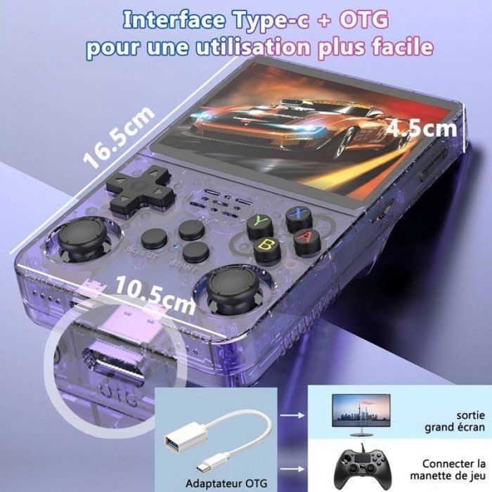 Console Portable R36S, Jeux Vidéo Rétro, Écran IPS 3.5 pouces, 20 000 ...