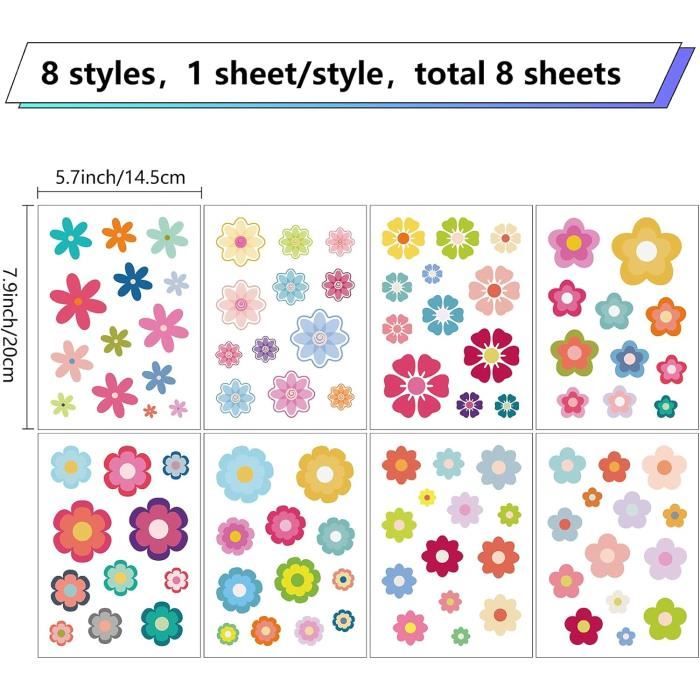 8 Styles Autocollants Muraux De Fleurs Autocollants De Fenêtre En Pvc ...