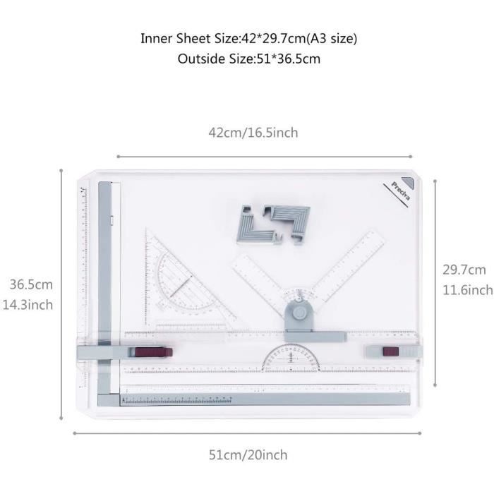 A3 Planche à Dessin, Drawing Board Metric System 51 x 36.5 cm Table à ...