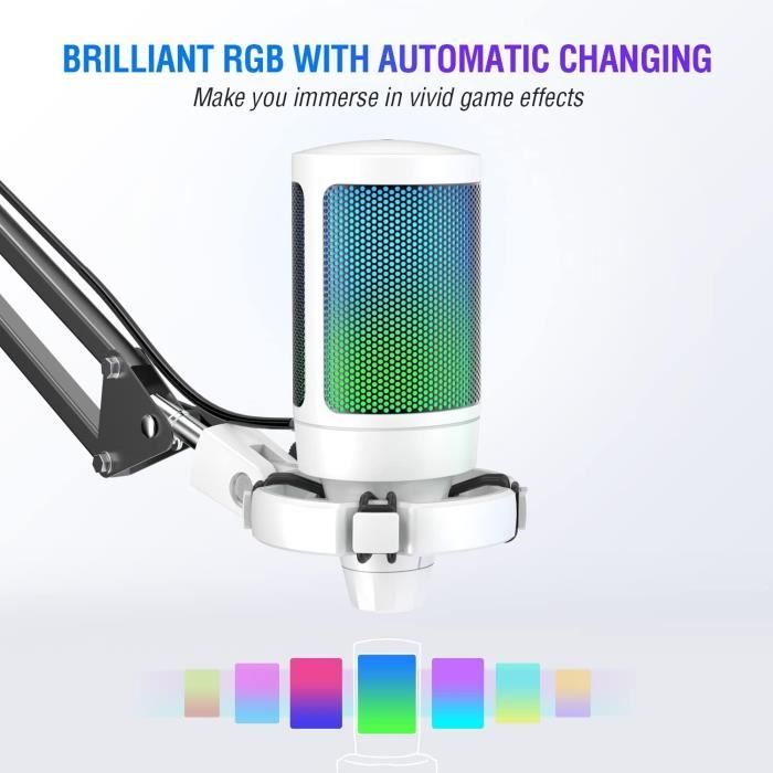 USB Microphone Gaming kit, RGB Condensateur Microphone pour Ordinateur ...