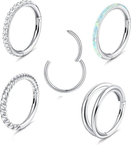 Anneau Nez Piercing 18G 16G Clicker Articulé Segment Septum Argent Anneau de Nez Boucle d ...