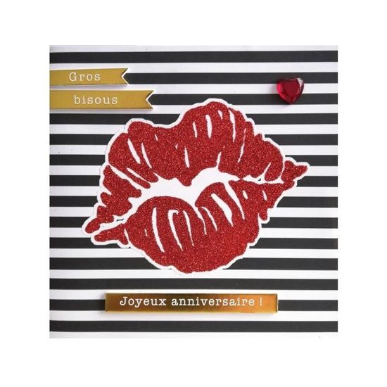 Carte De Voeux Glamour - Anniversaire - Gros Bisous - Cdiscount Beaux-Arts et Loisirs créatifs