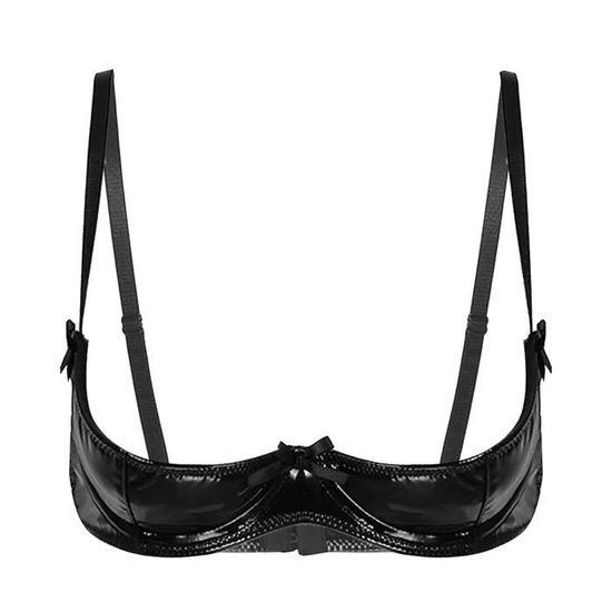 Yizyif Femme Soutien Gorge à Armature Push Up Sexy Cuir Verni Bra