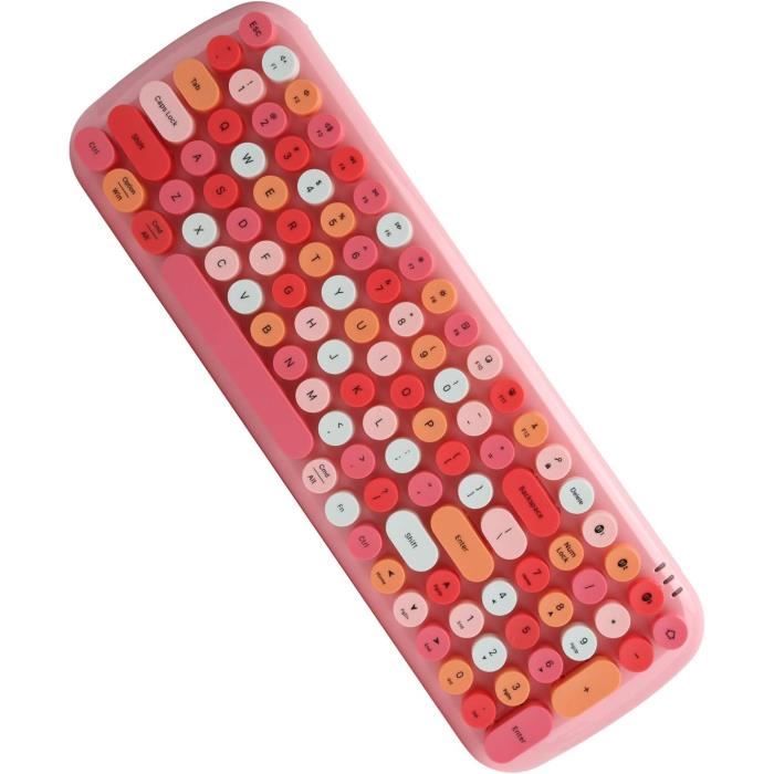 Clavier Bluetooth sans FilClavier 100 Touches avec Clavier Rond rétro ...